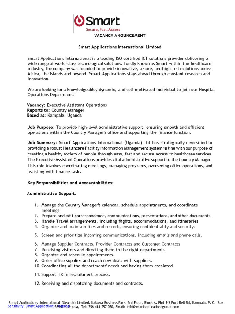 External Advert - Executive Assistant Operations | Download Free PDF ...