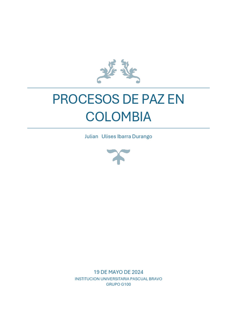 Procesos de Paz en Colombia | PDF | Colombia | Paz