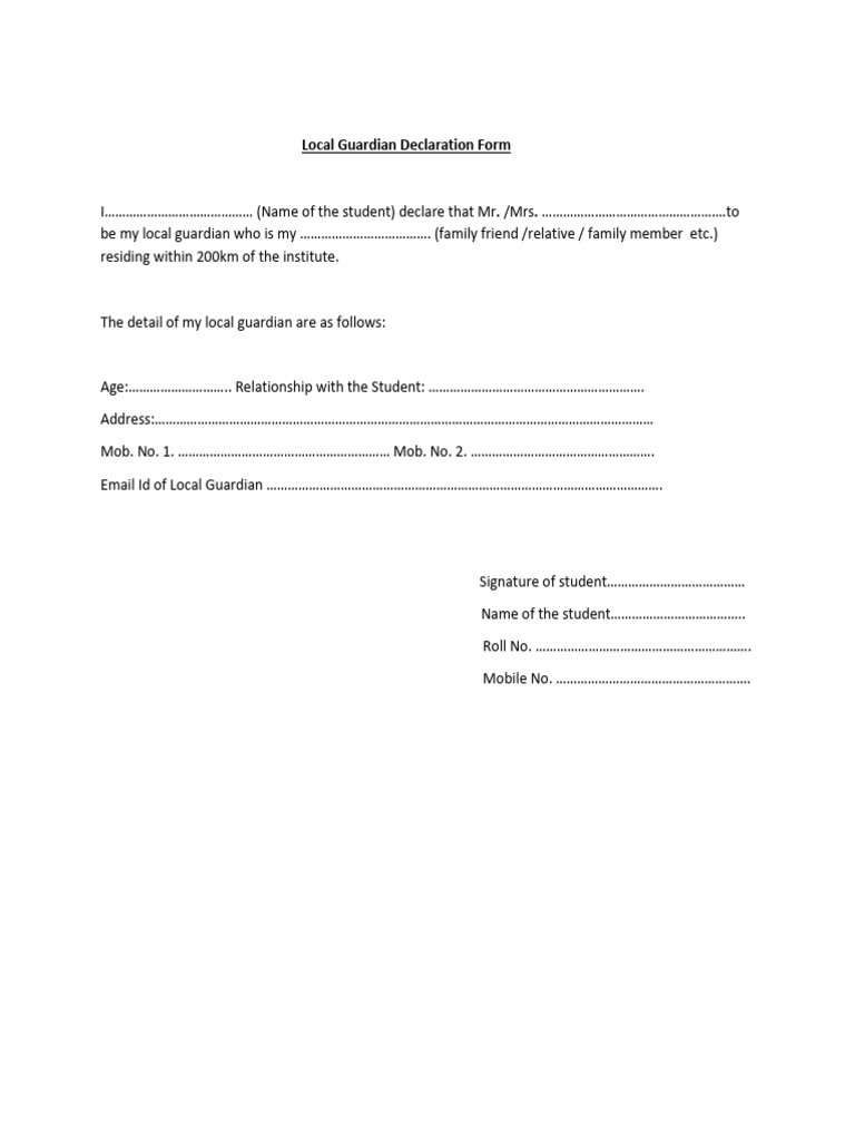 Local Guardian Form | PDF | Games & Activities