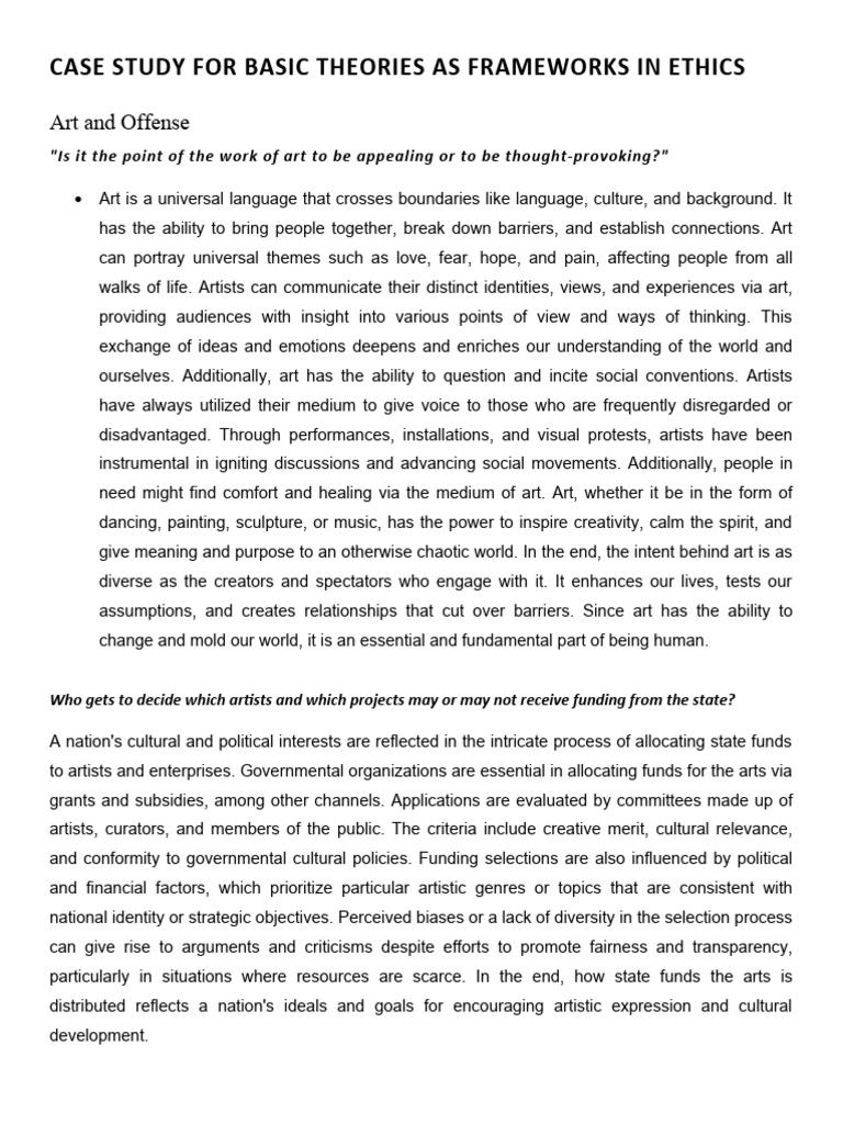 Case Study For Basic Theories As Frameworks in Ethics | Download Free PDF | Utilitarianism ...