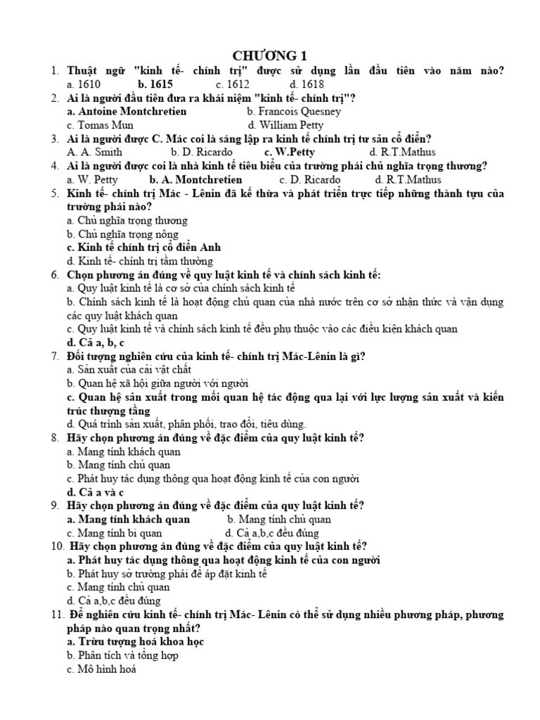 FULL TRẮC NGHIỆM KTCT 2023-2024 | PDF