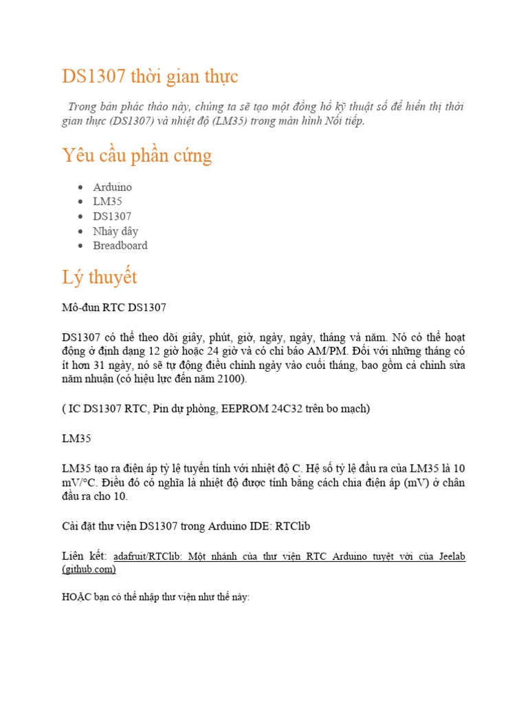 Real Time Clock DS1307 vn | PDF
