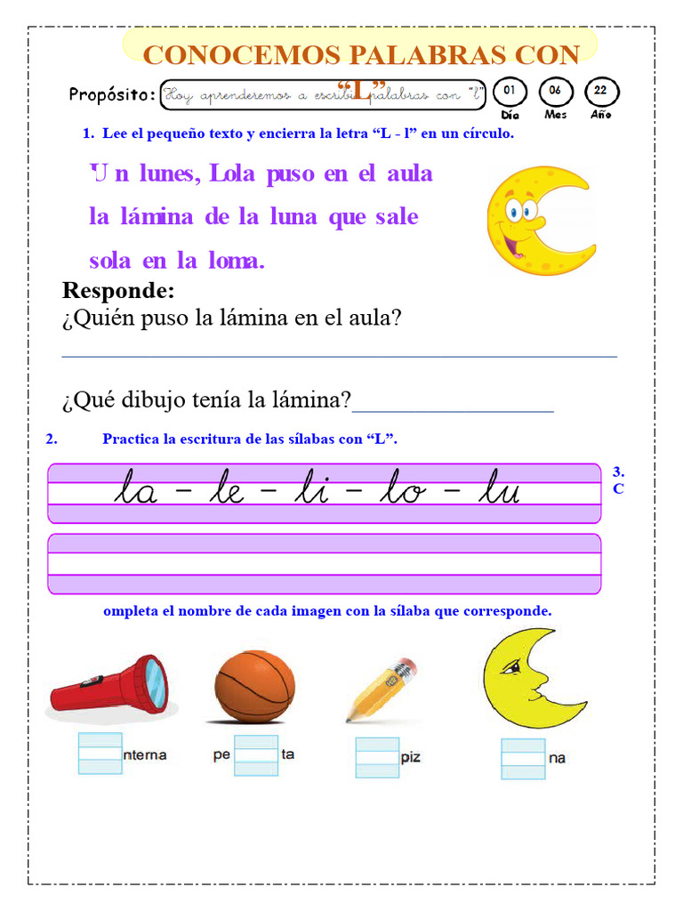 Ficha Letra Ele L | PDF