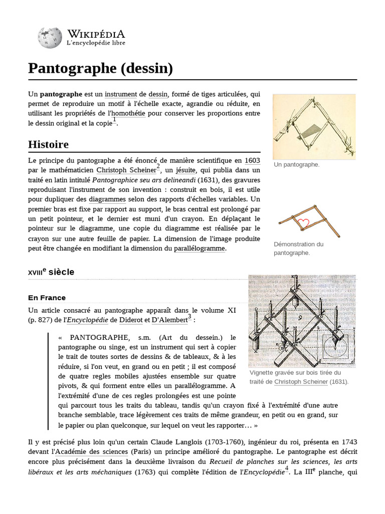 Utilisation et Histoire du Pantographe | PDF | Équipement | Dessin ...