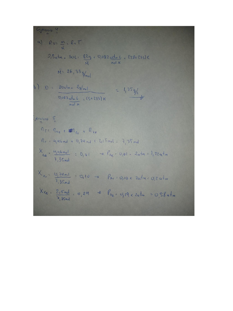 Ejercicios Gases | PDF