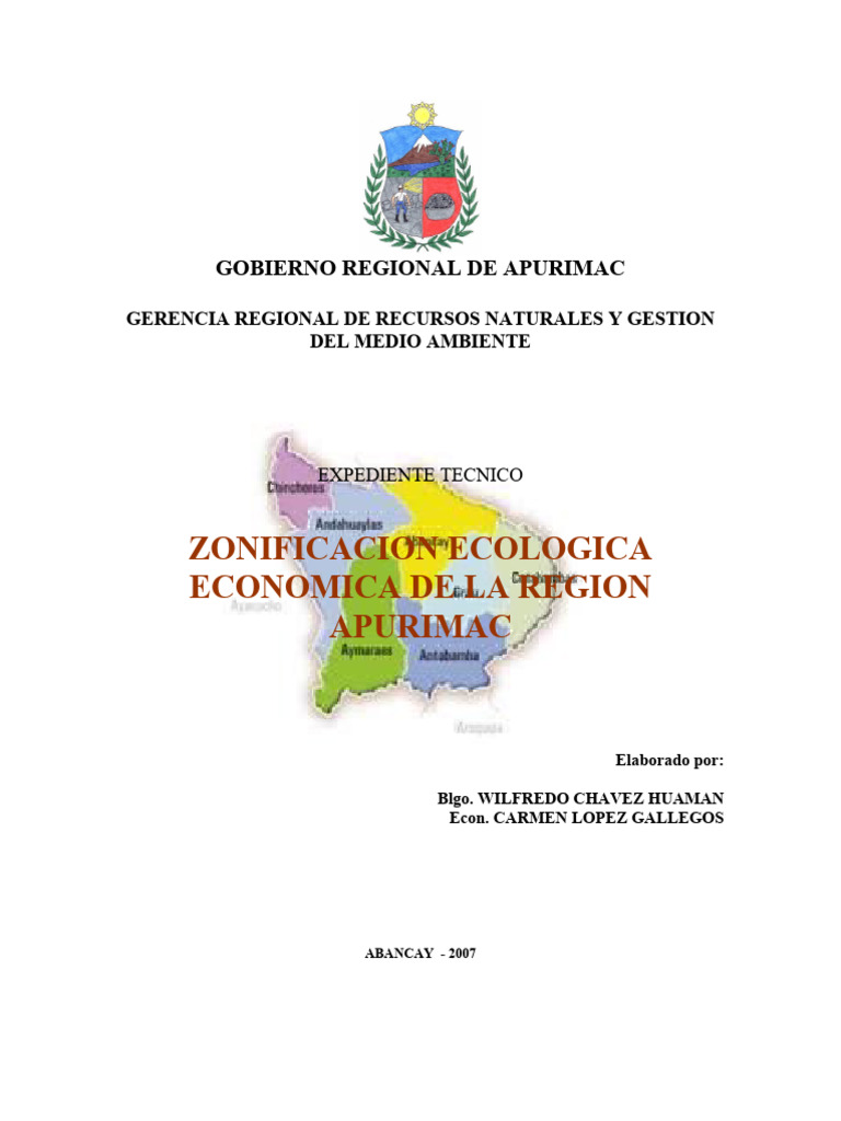 Zonificacion Ecologica Economica de La Region Apurimac | PDF | Mapa | Sustentabilidad