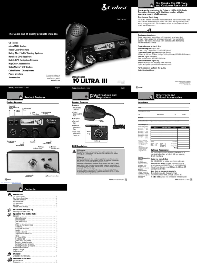 Manual Cobra Electronics 19 Ultra III | PDF | Electrical Connector | Radio
