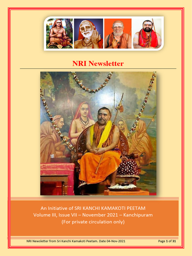 Kanchi Kamakoti Peetam Newsletter Nov 2021 | PDF | Bhagavad Gita
