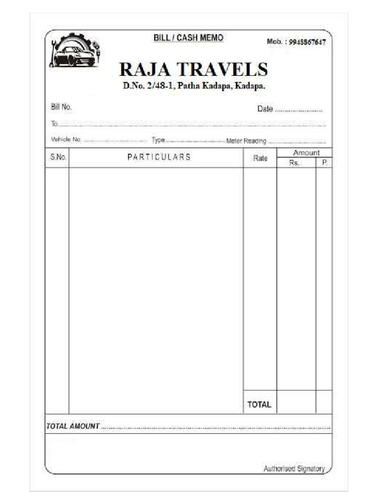Kadapa Taxi Bill | PDF