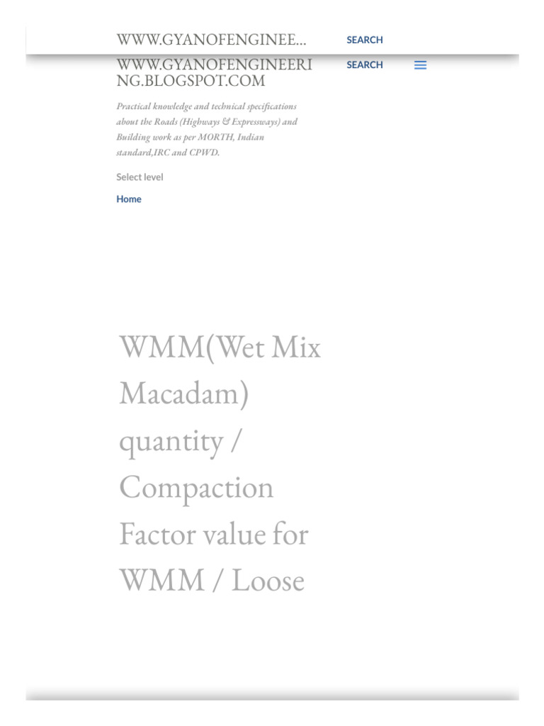 WMM (Wet Mix Macadam) Quantity - Compaction Factor Value For WMM ...