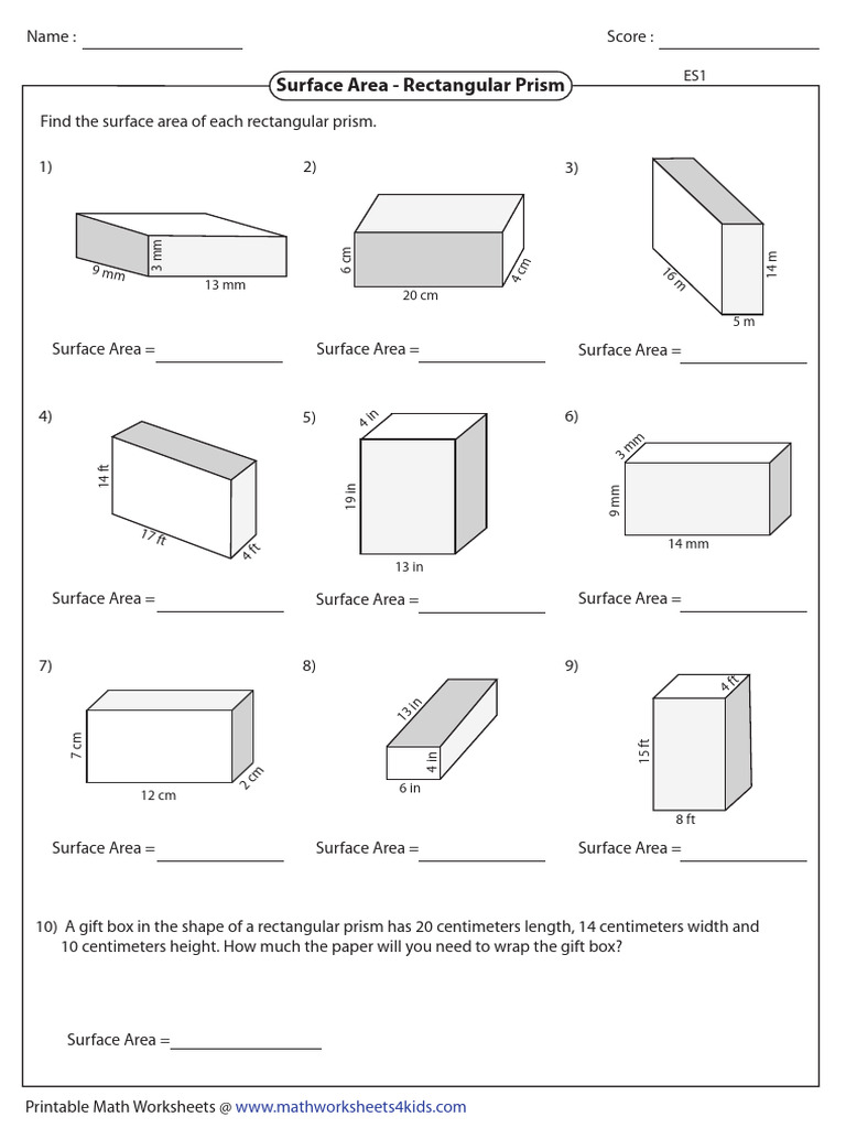 Rectangular Prism All | PDF | Area | Geometric Measurement