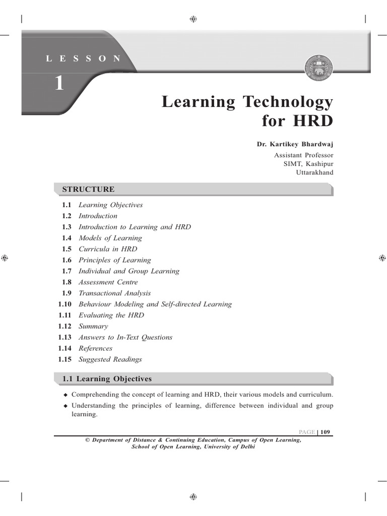 DSE-Human Resource Development | PDF | Learning | Psychotherapy