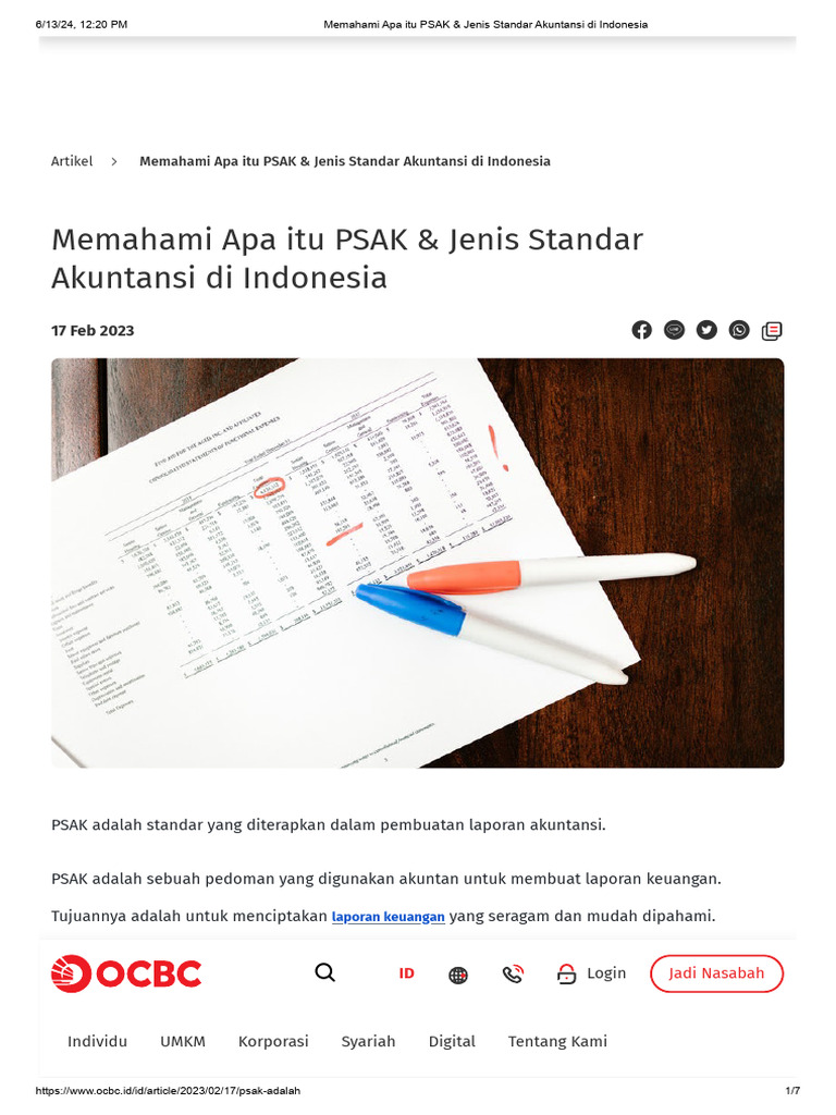 PSAK & Jenis Standar Akuntansi Di Indonesia | PDF