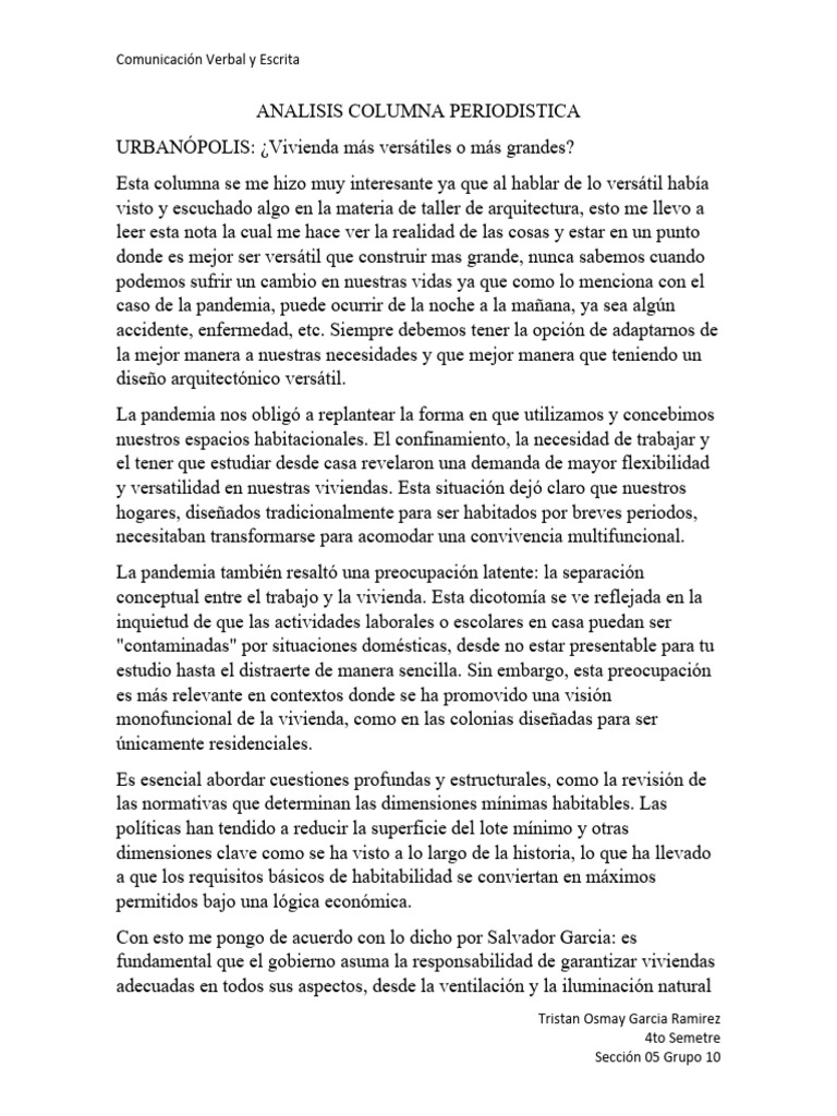 Analisis Columna Periodistica | PDF