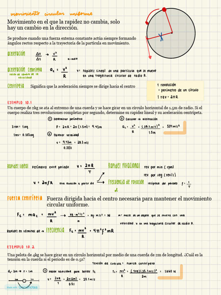 Movimiento circular uniforme | PDF | Aceleración | Mecanica clasica