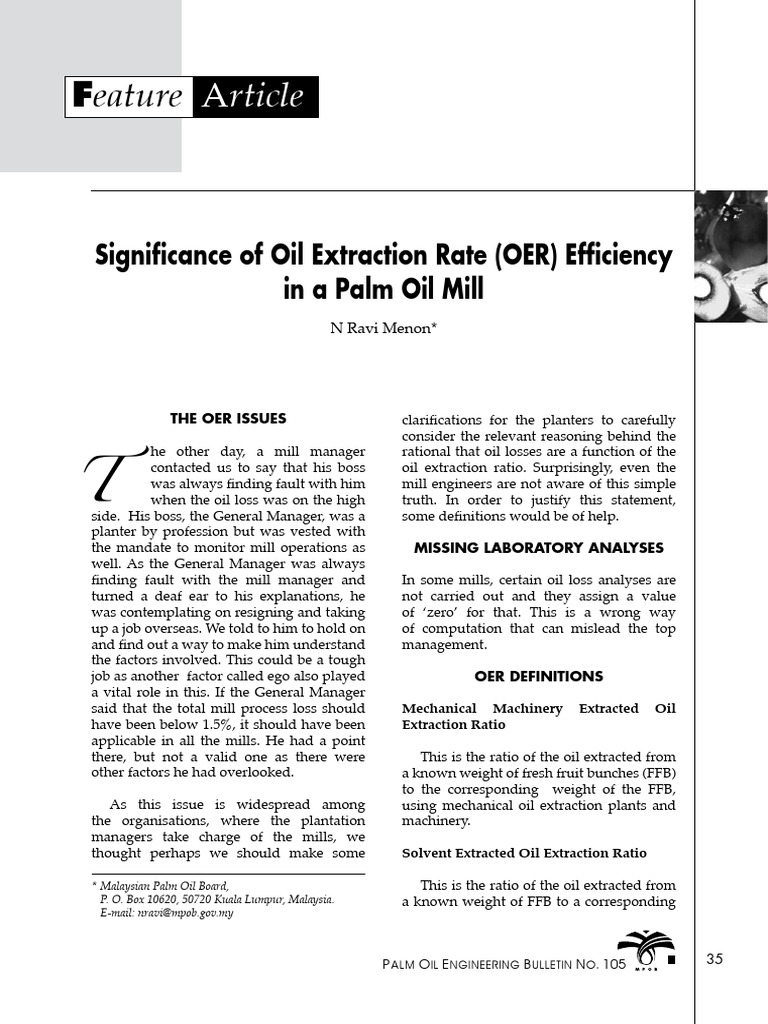 Understanding Oil Extraction Ratio in Mills | PDF | Technology ...