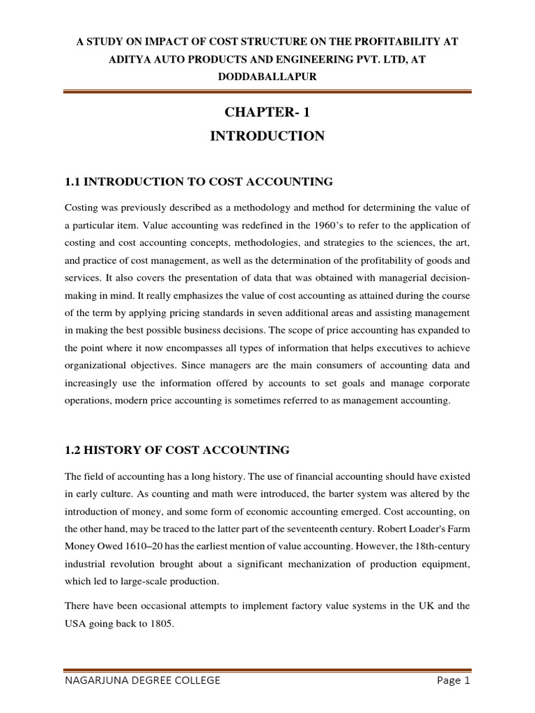 Chapter-1: 1.1 Introduction To Cost Accounting | PDF | Opportunity Cost ...
