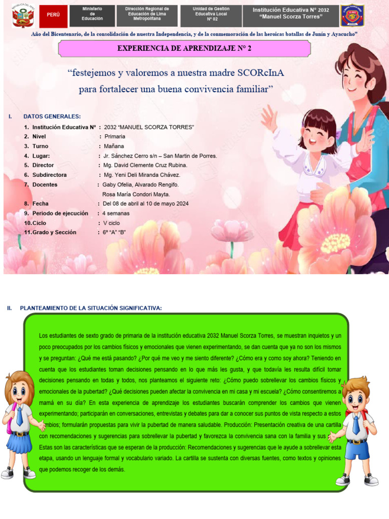 EXPERIENCIA DE APRENDIZAJE N° 2.2024 | PDF | Aprendizaje | Evaluación