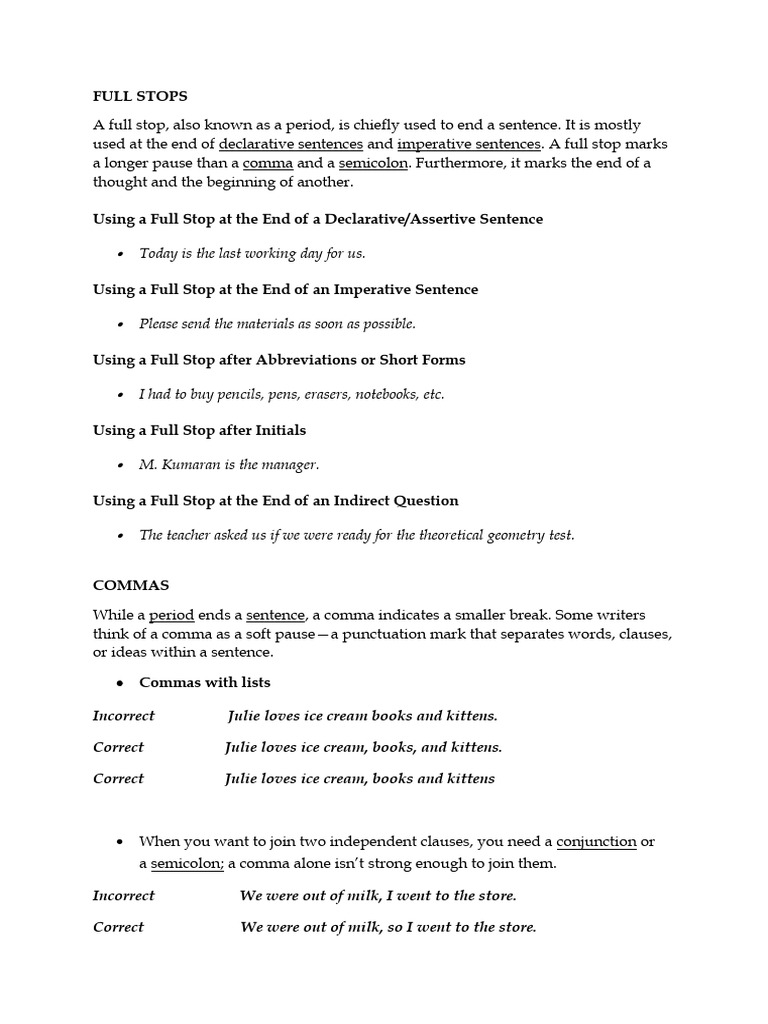 FULL STOPS, COMMAS and ELLIPSIS | Download Free PDF | Comma | Ellipsis