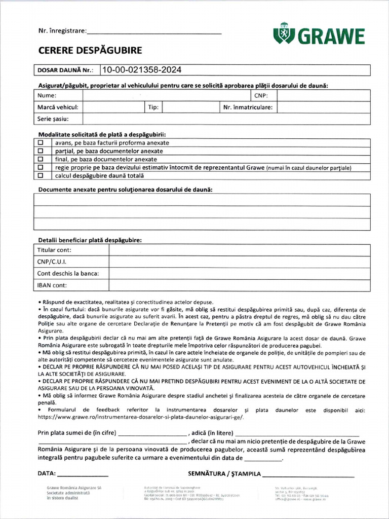 Cerere Despagubire Grawe | PDF