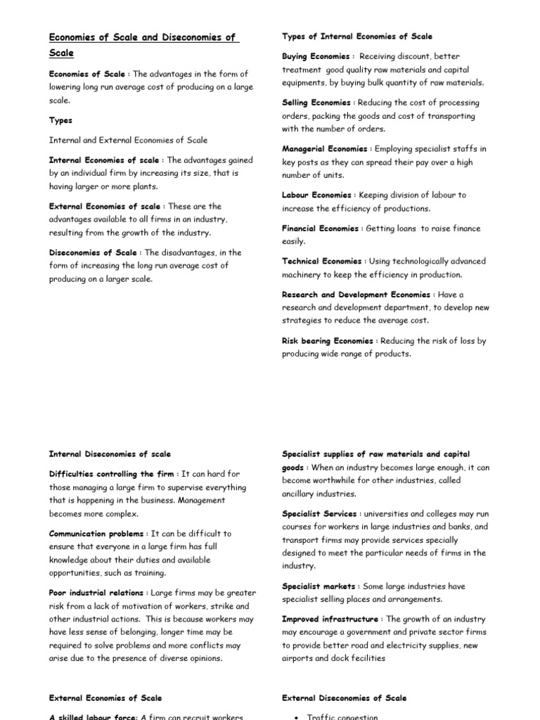 Economies of Scale and Diseconomies of Scale | Download Free PDF ...