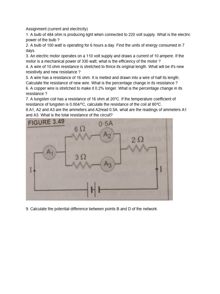 Assignment Unit 2 Current Electricity | PDF | Science & Mathematics