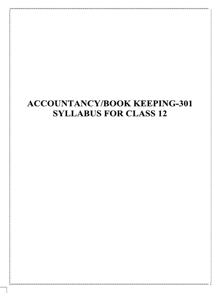 Accountancy PDF Sylubus | PDF