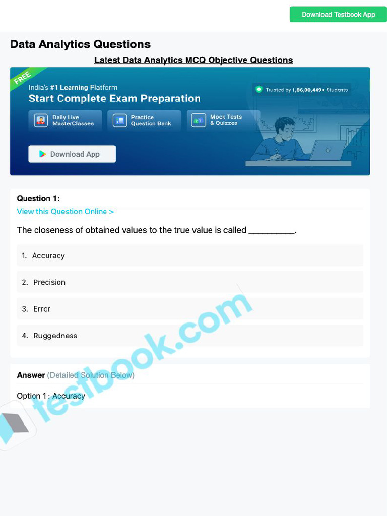 MCQ On Data Analytics | PDF