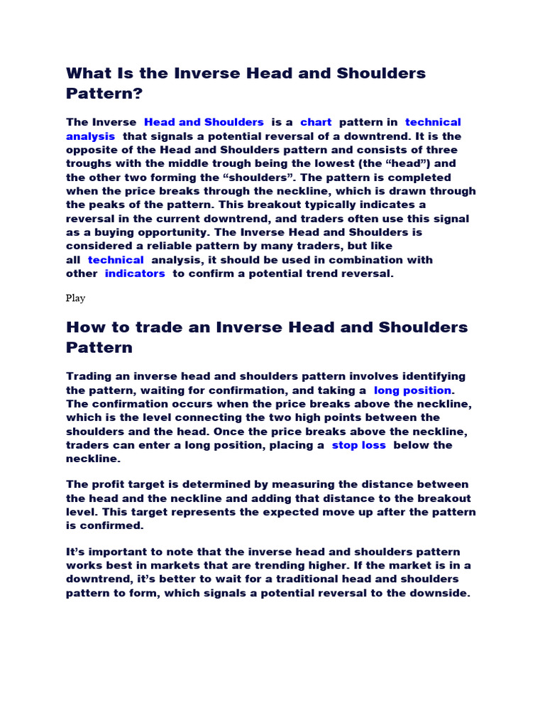 Inverse Head and Shoulders Explained | PDF