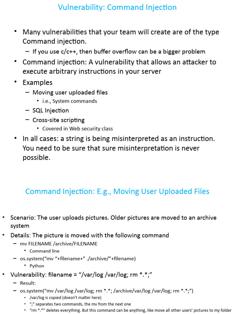 Command Injection Vulnerabilities Pdf Sql Information Technology