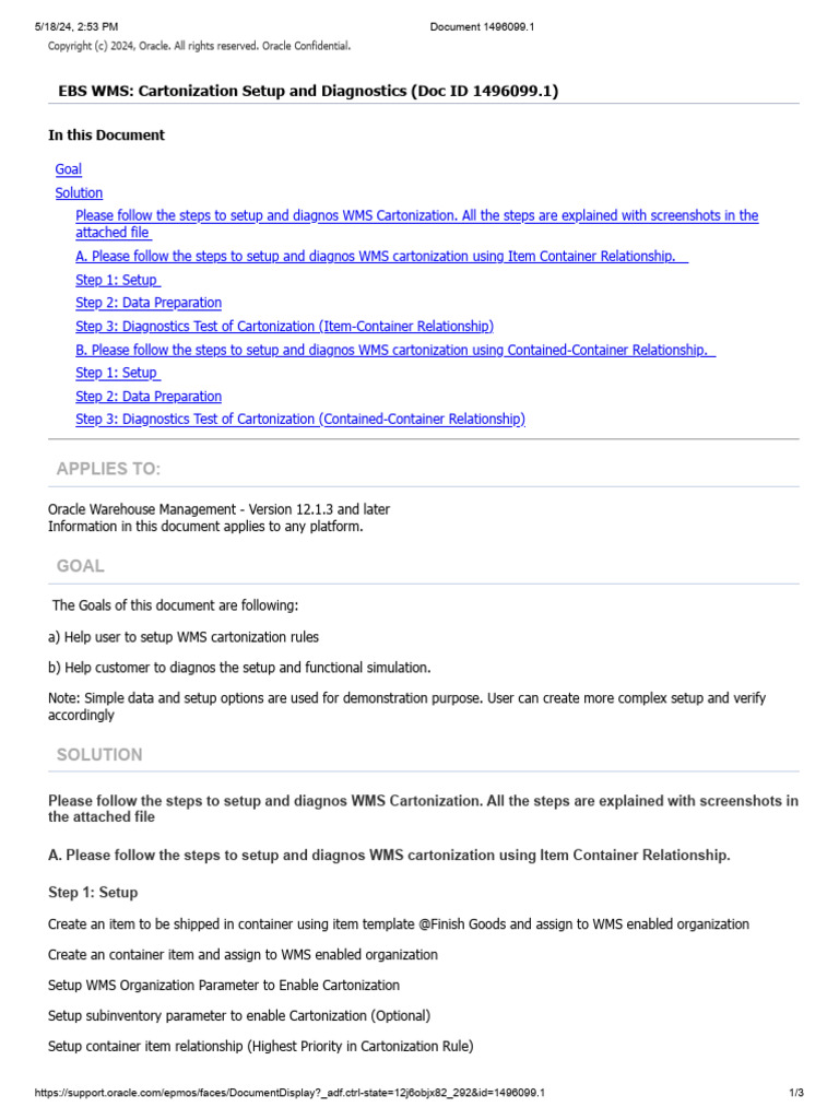 WMS Cartonization Setup Guide | PDF | Warehouse | Systems Engineering