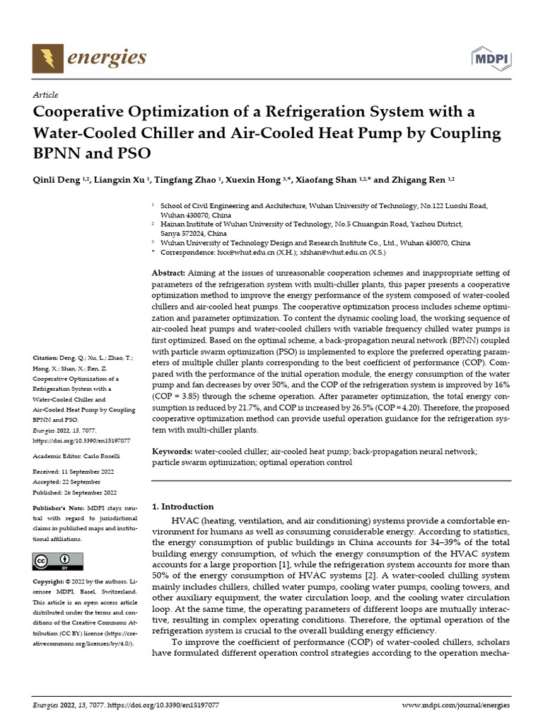 Cooperative Optimization of A Refrigeration System | PDF | Heat Pump | Engineering Thermodynamics