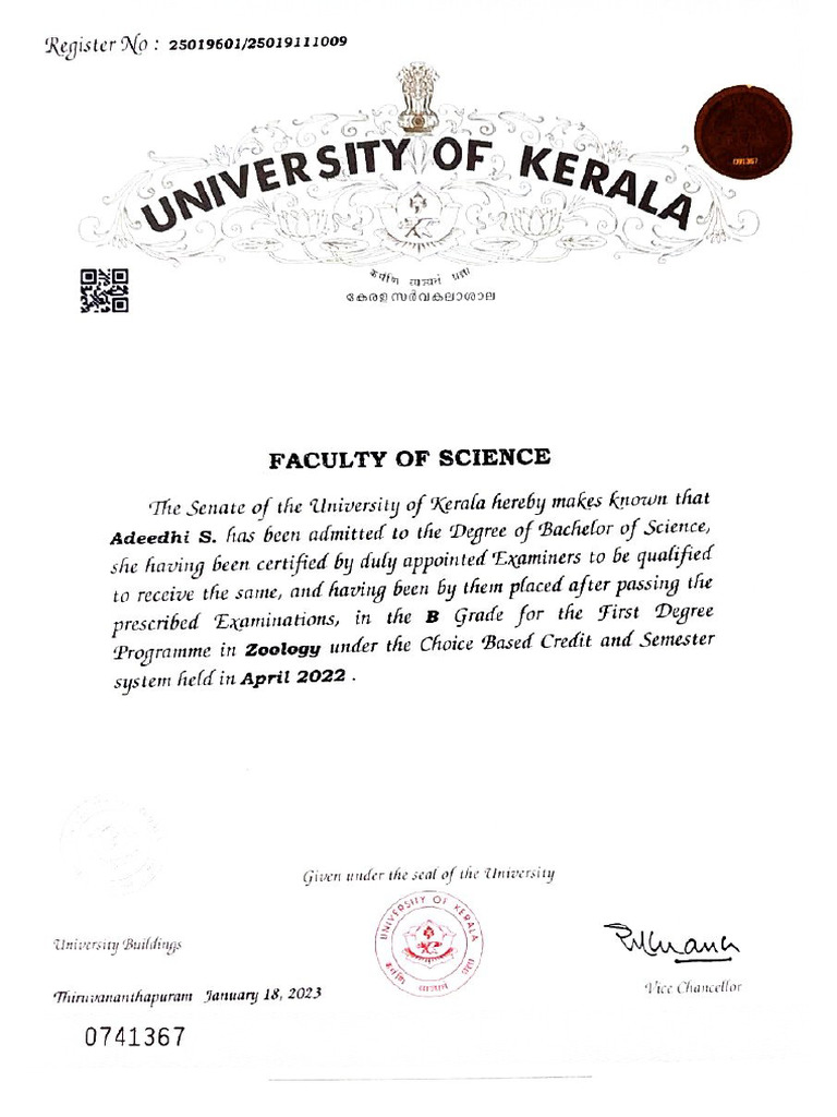 Degree Certificate Pdf