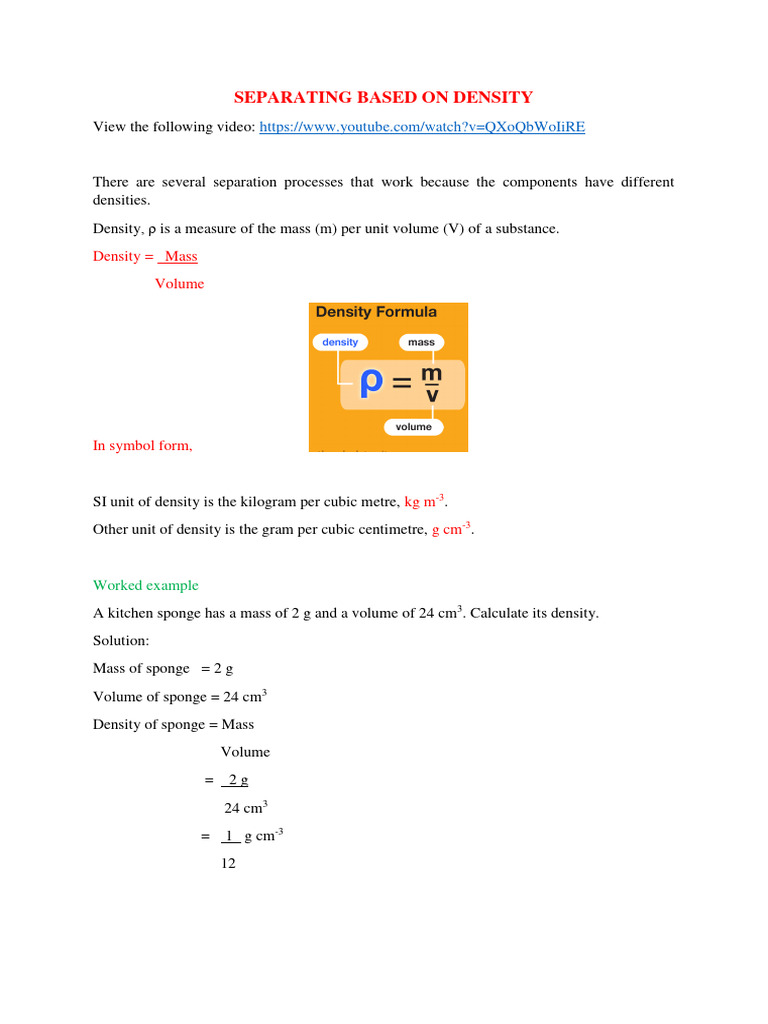 Note 5 - Separating Based On Density | PDF