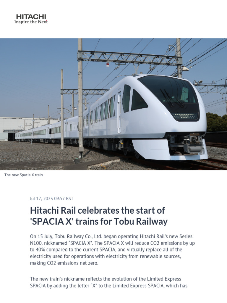 Hitachi Rail Celebrates The Start of 'SPACIA X' Trains For Tobu Railway ...