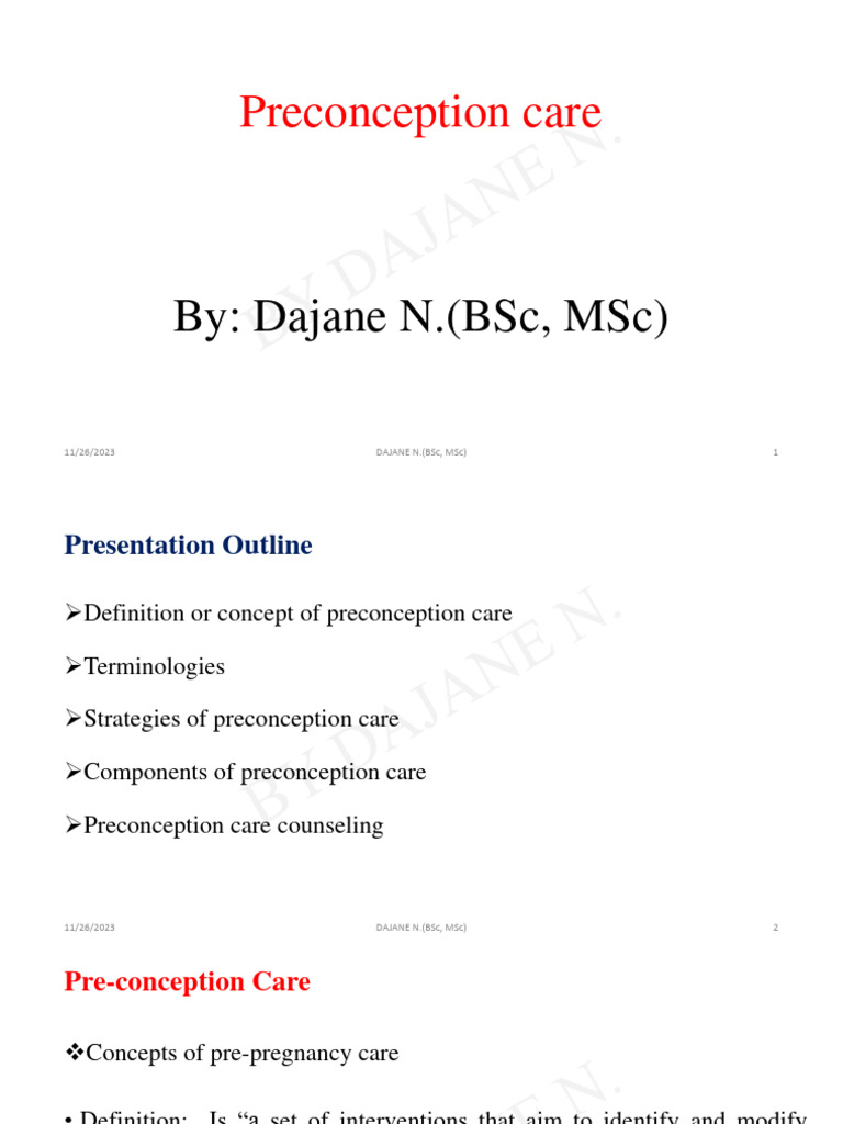 Preconception care note | Download Free PDF | Pregnancy | Maternal Health