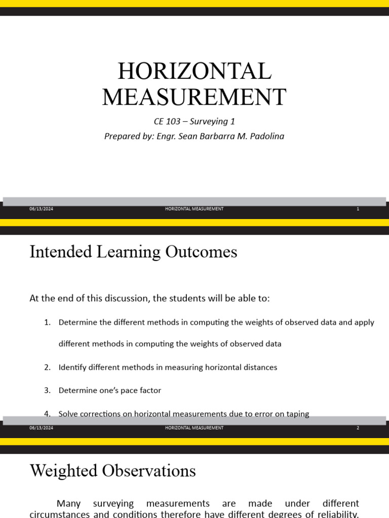 CE103 02 Horizontal Measurement | PDF | Measurement | Surveying