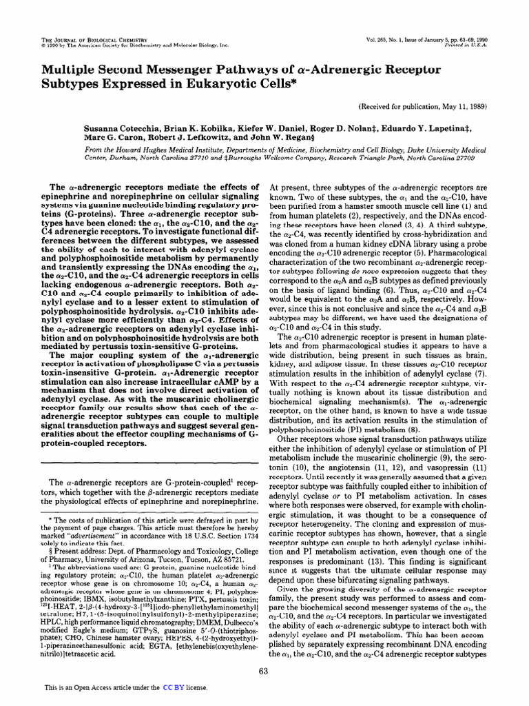 a-Adrenergic Receptor Signaling Pathways | PDF | Receptor (Biochemistry ...