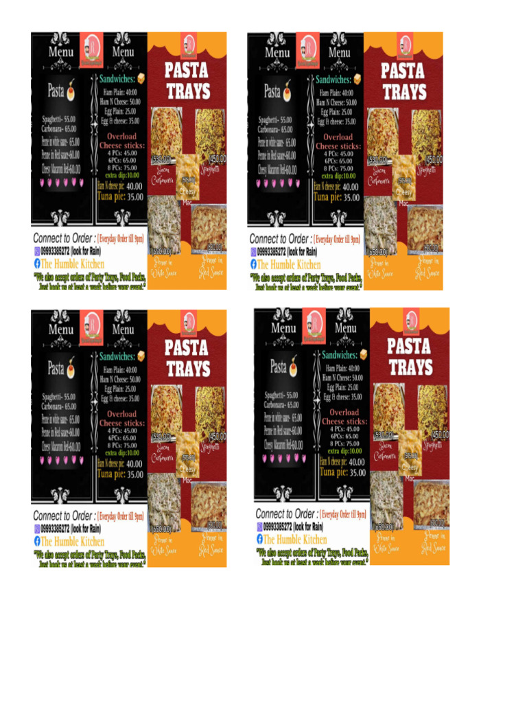 Flyers With Pasta Trays | PDF
