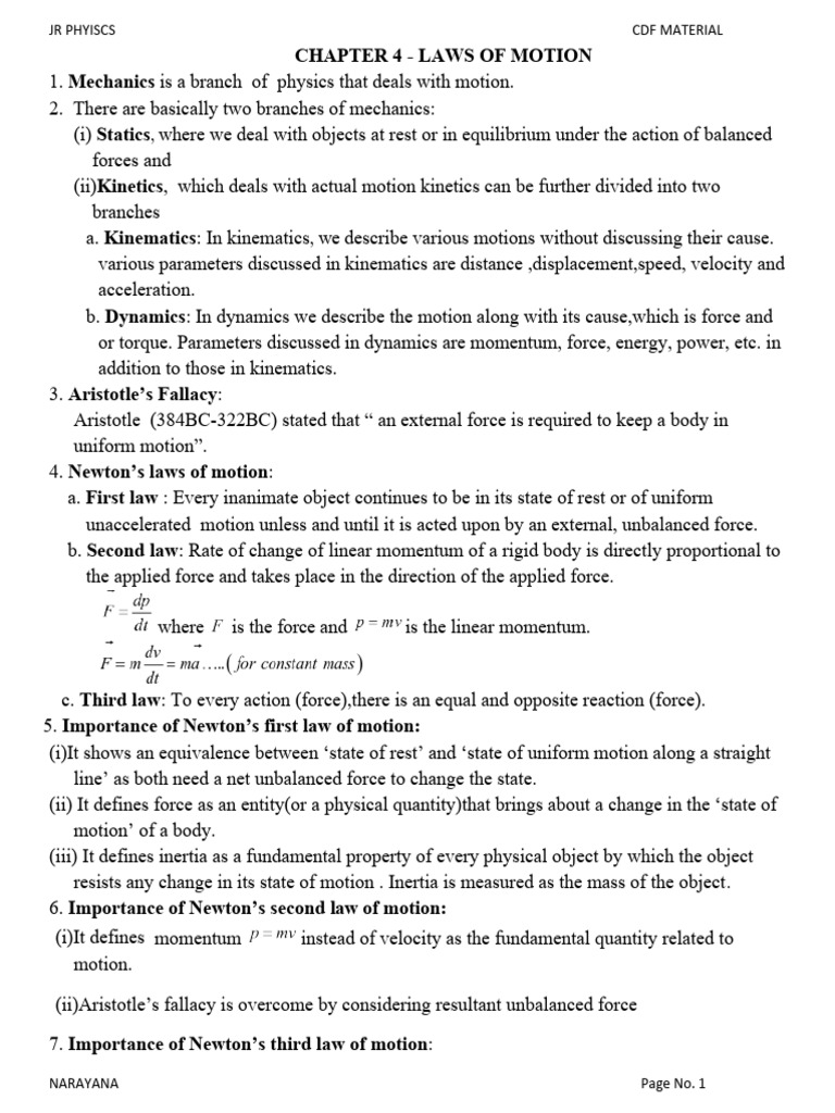 chp 4-law of motion | PDF | Force | Newton's Laws Of Motion