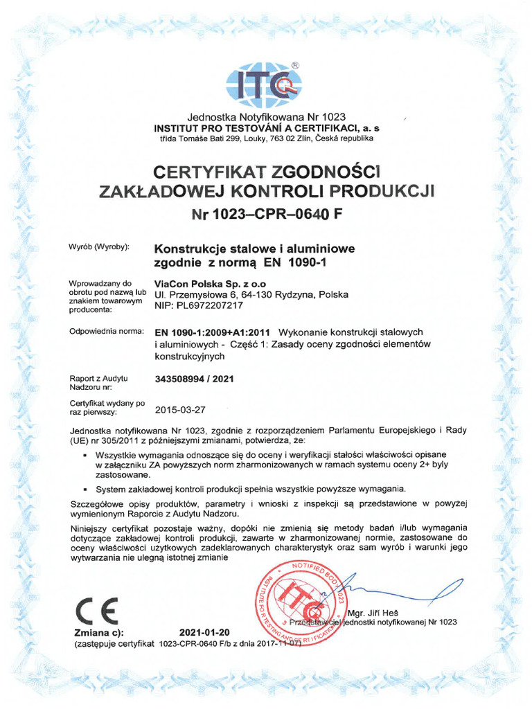 Certyfikat ZKP (CE) VCP | PDF