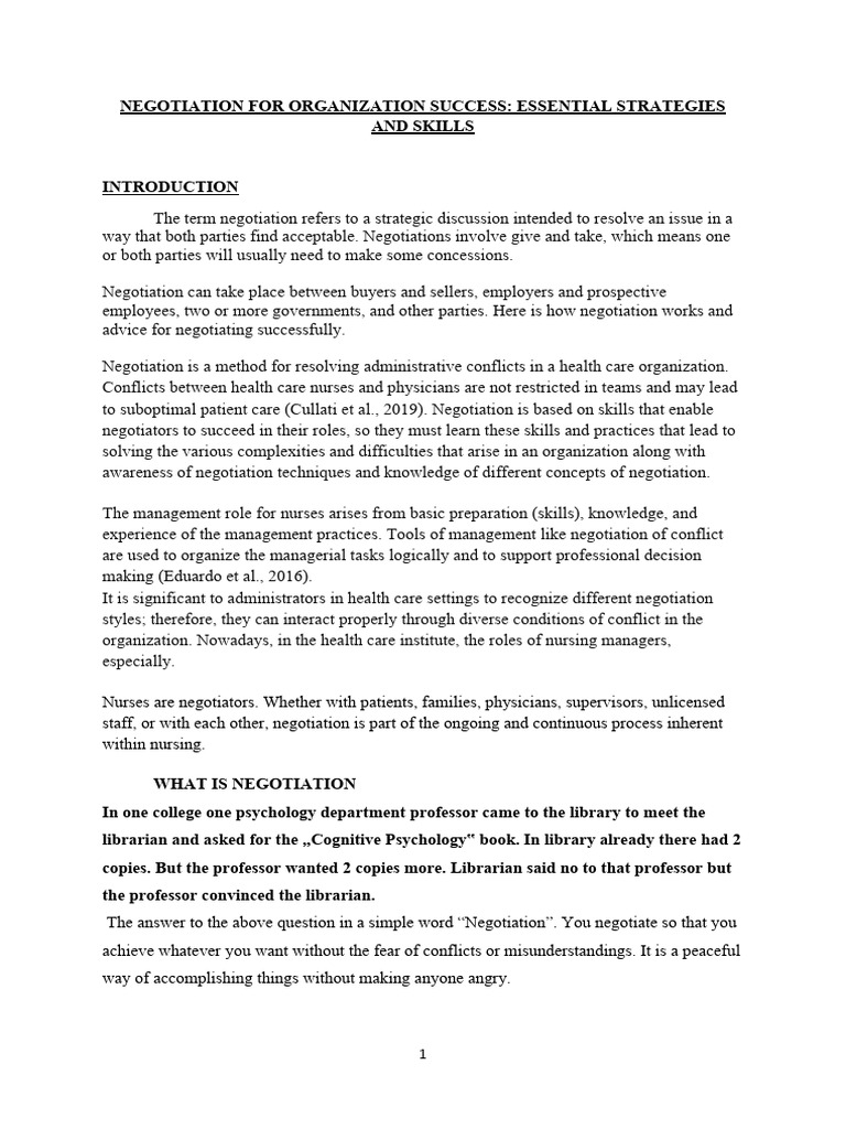 negotiation skill | Download Free PDF | Negotiation | Nursing