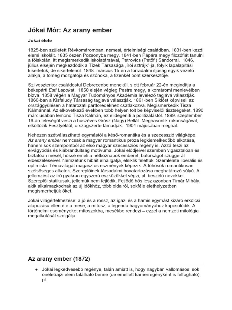 Jókai Mór - Az Arany Ember | PDF