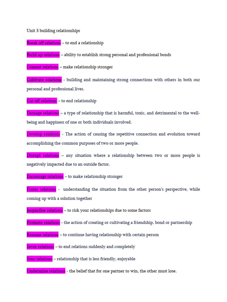 Unit 3 building relationships | PDF