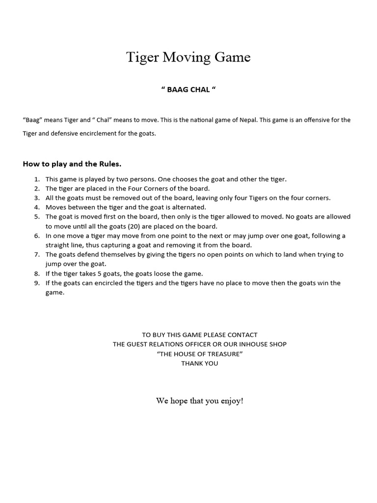 Tiger Moving Game | PDF