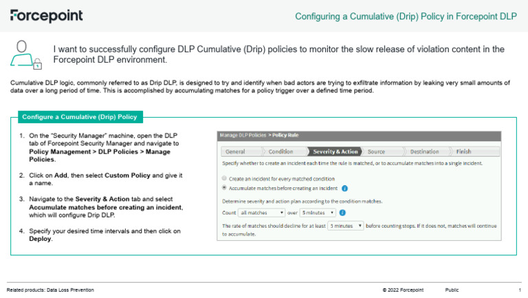 Configuring A Cumulative (Drip) Policy in Forcepoint DLP | PDF