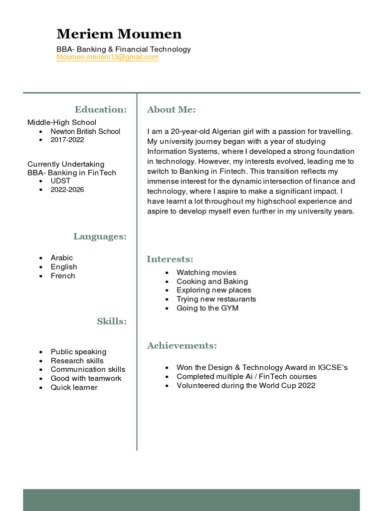 Meriem 60301950 CV | PDF