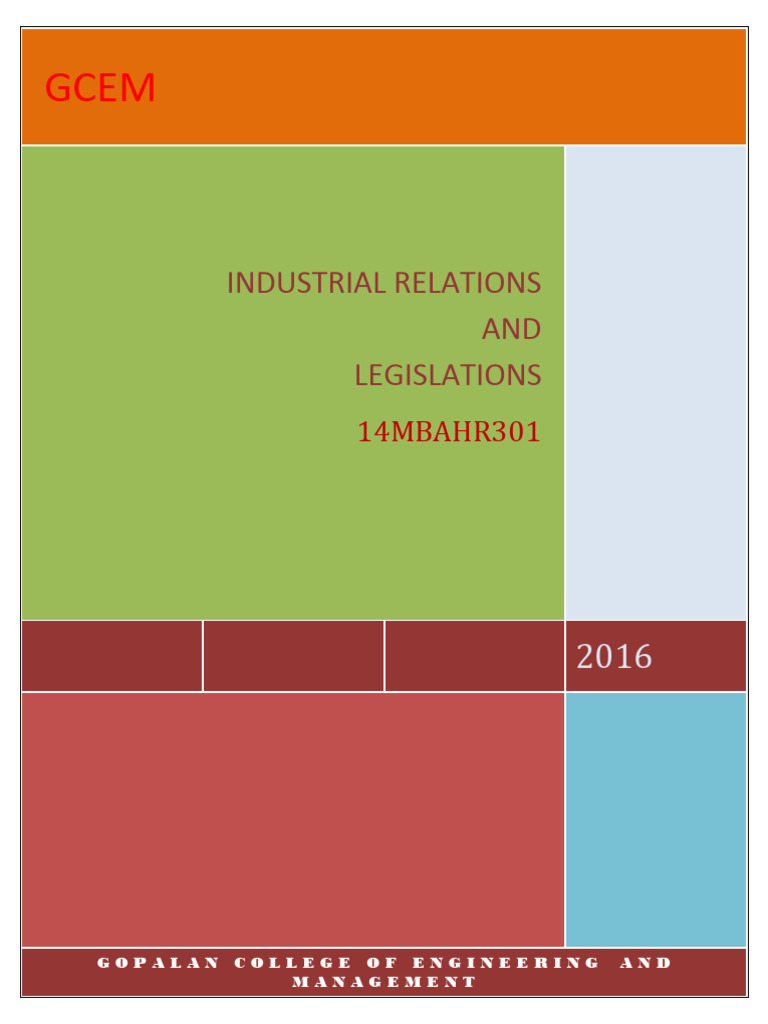 Industrial Regulations Legislation 14MBAHR301 | PDF | Employment ...