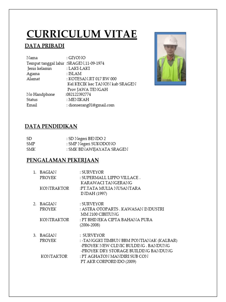 CV Pak Giyono | PDF