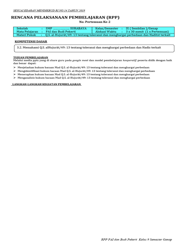 RPP TOLERANSI Ke-2 | PDF